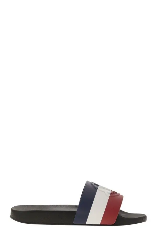 Moncler Basile Rubber Slides With Logo - Grey
