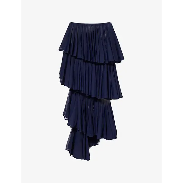 Alaïa Ruffled High-waist Knitted Maxi Skirt