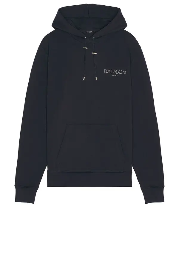 Balmain Vintage Gel Hoodie - Dark Navy & Chrome Grey