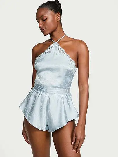Victoria's Secret Dream Angels Tease Butterfly Satin Halter Romper