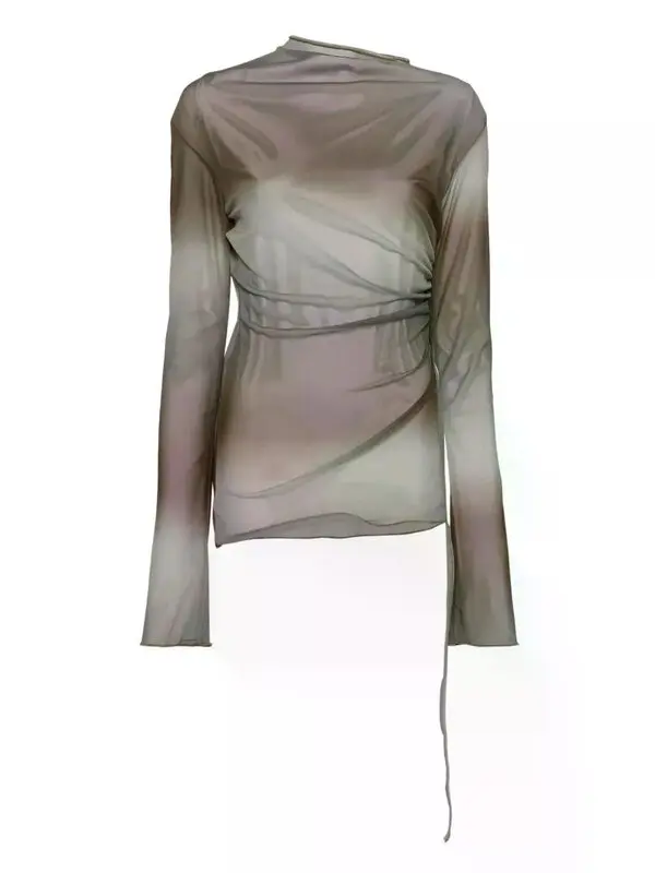JADE CROPPER Draped Long-sleeve Top