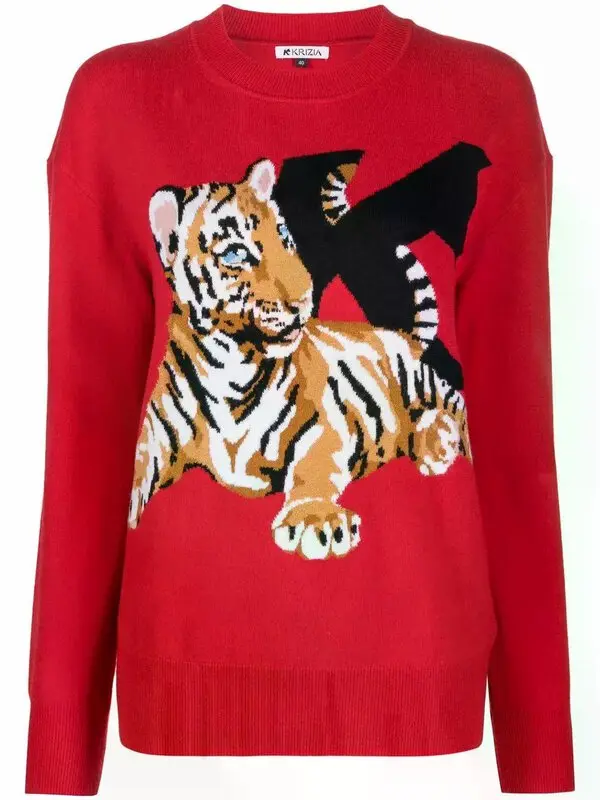 KRIZIA Tiger Motif Jumper