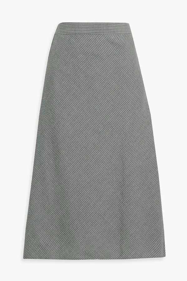 Thom Browne Striped Cashmere-seersucker Midi Skirt