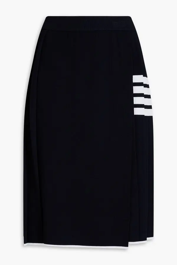 Thom Browne Pleated Striped Knitted Skirt