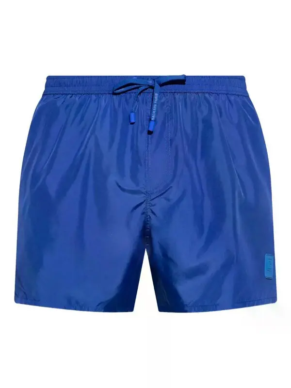 Balmain Logo-patch Swim Shorts - Blue