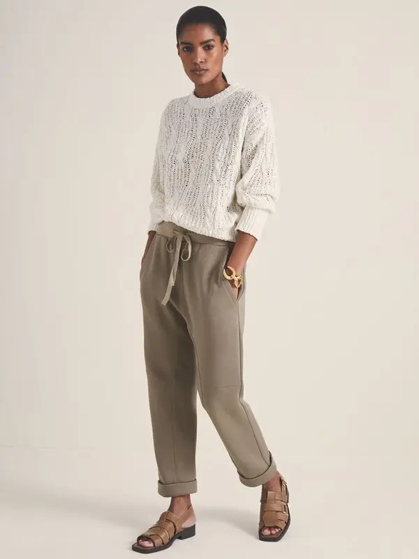 REISS Brandon Les 100 Ciels Jersey Joggers - Sage Green