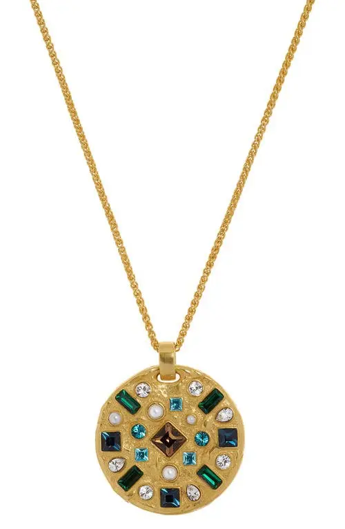 REISS Skye Crystal Coin Pendant Necklace - Gold Tone/ Multi Crystal