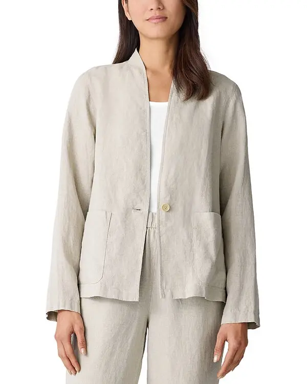 Eileen Fisher Linen High Collar Jacket - Unnatural