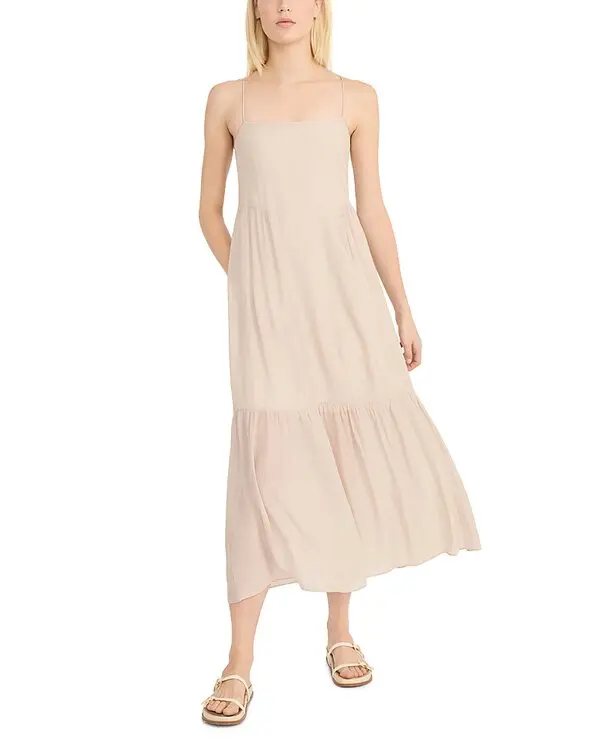 LUXELY Tiered Midi Dress - Khaki