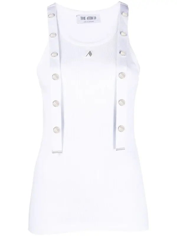 Attico Ribbed Cotton Tank Top - White