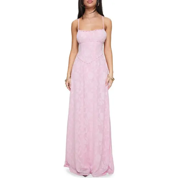 Princess Polly South Of France Floral Embroidered Gown - Pink | Editorialist