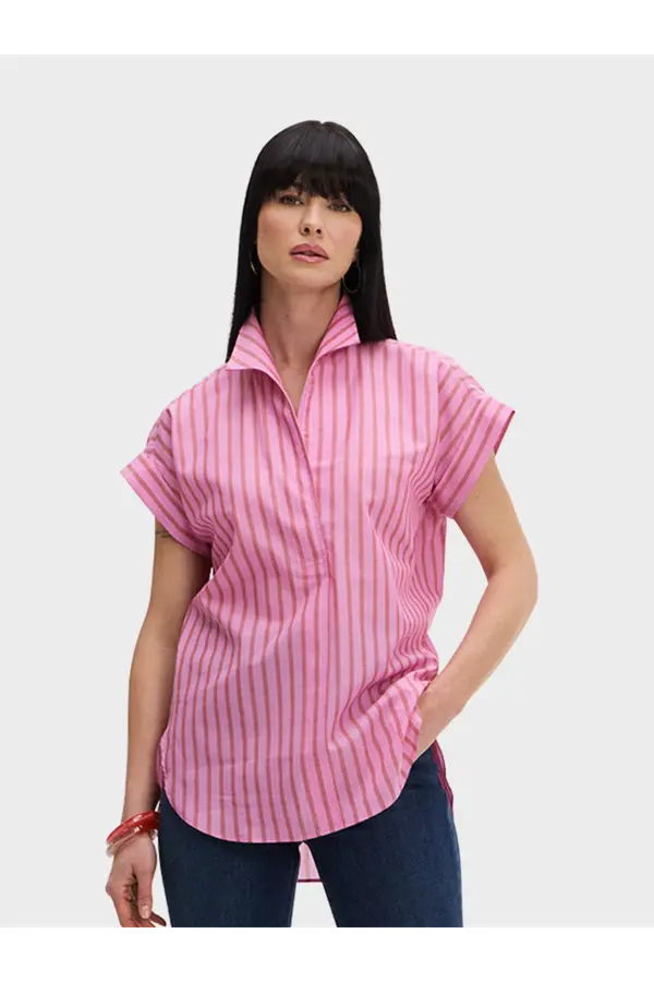 SARAH ALEXANDRA Cap Sleeve Shirt - Stripe