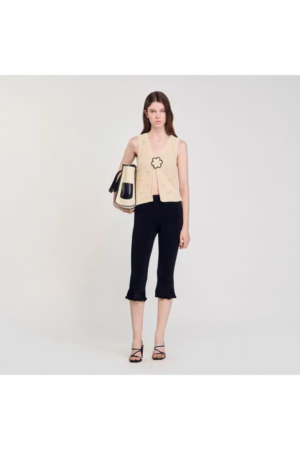 Sandro Ruffled Capri Trousers