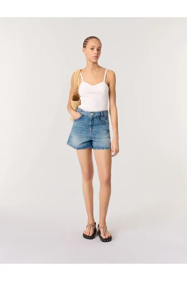 Maje Ribbed Knit Crop Top