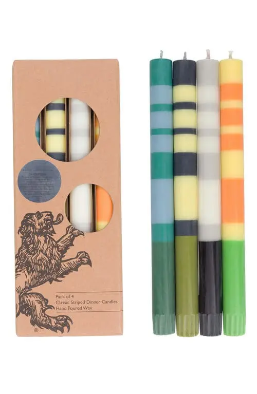 BRITISH COLOUR STANDARD Assorted 4-pack Stripe Dinner Candles