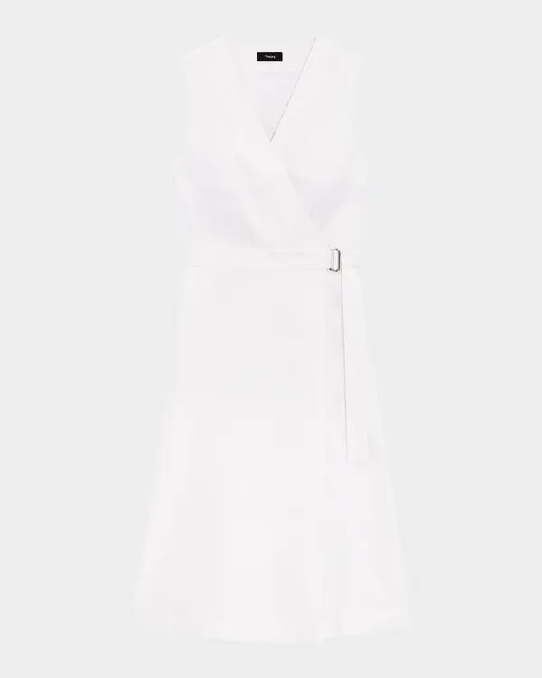 Theory Sleeveless A-line Wrap Dress - White