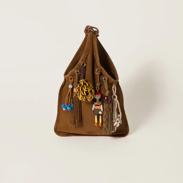 Miu Miu Suede Bag With Appliqués - Oak
