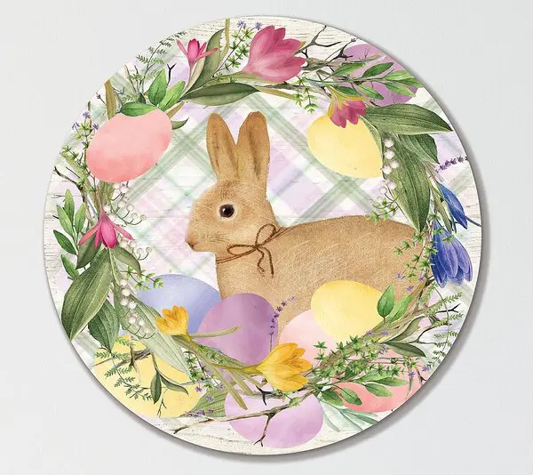 COURTSIDE MARKET Easter Wreath Eggs 15x15 Circ Ular Artboard