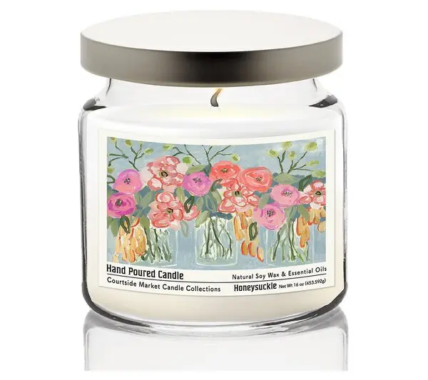 COURTSIDE MARKET Three's A Charm Candle Glass J Ar 16 Oz