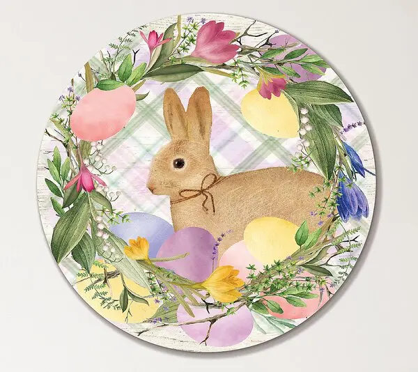 COURTSIDE MARKET Easter Wreath Eggs 12x12 Circ Ular Artboard
