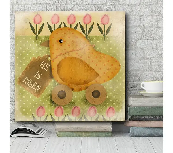 COURTSIDE MARKET Chick He Is Risen 24x24 Canvas Wall Art