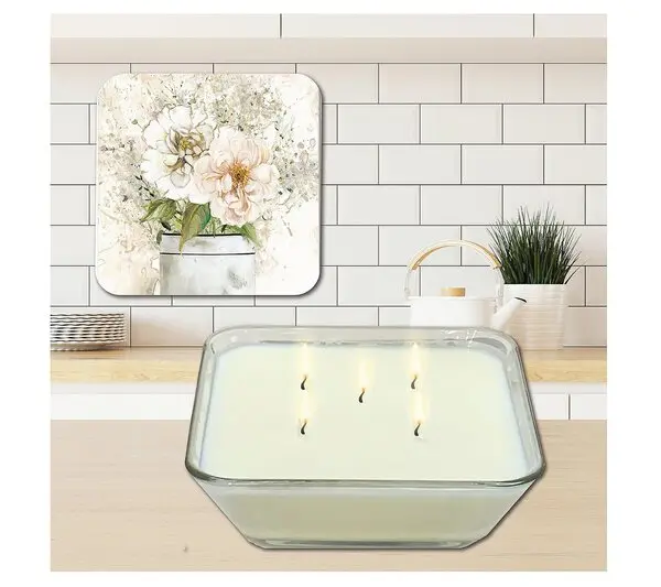 COURTSIDE MARKET Flowers Ii Soy Wax Candle & Ar T Board