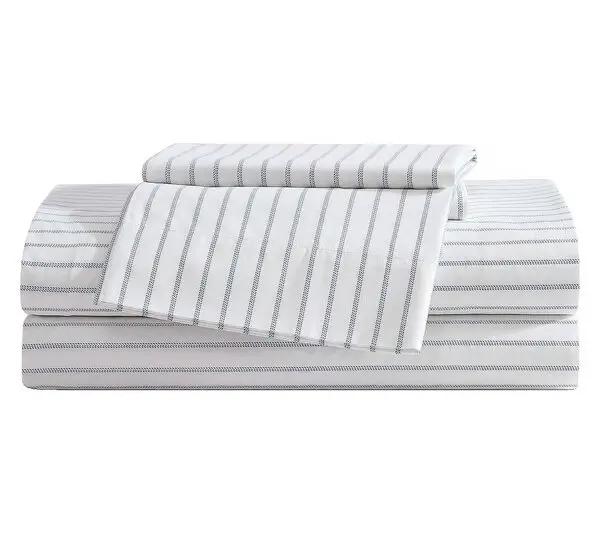 Eddie Bauer Essential Stripe White-blue Twin Sh Et Set