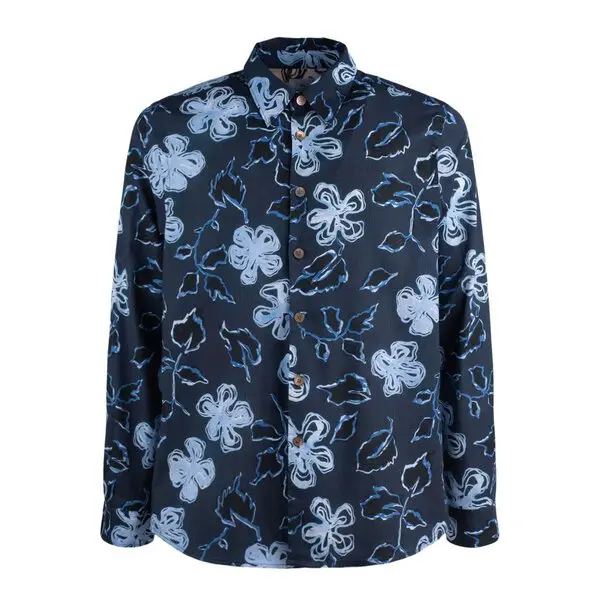 Paul Smith Navy Cotton Shirt With 'yukka' Print