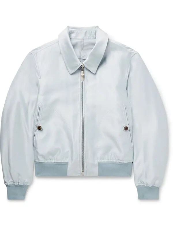 TOM FORD Reversible Mikado And Crepe Bomber Jacket - Blue