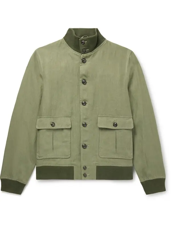 VALSTAR Valstarino Linen Bomber Jacket - Green
