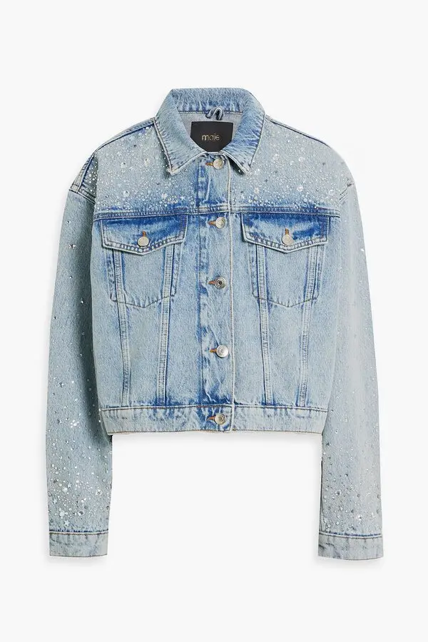 Maje Embellished Denim Trucker Jacket