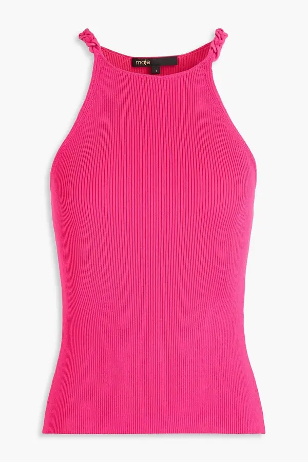 Maje Chain-embellished Ribbed-knit Top