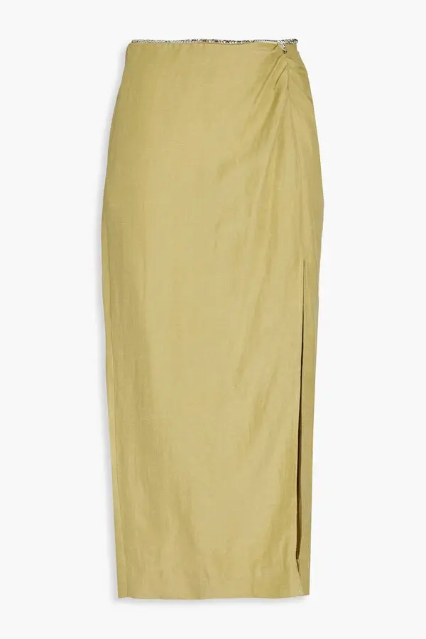 Sandro Crystal-embellished Woven Midi Skirt