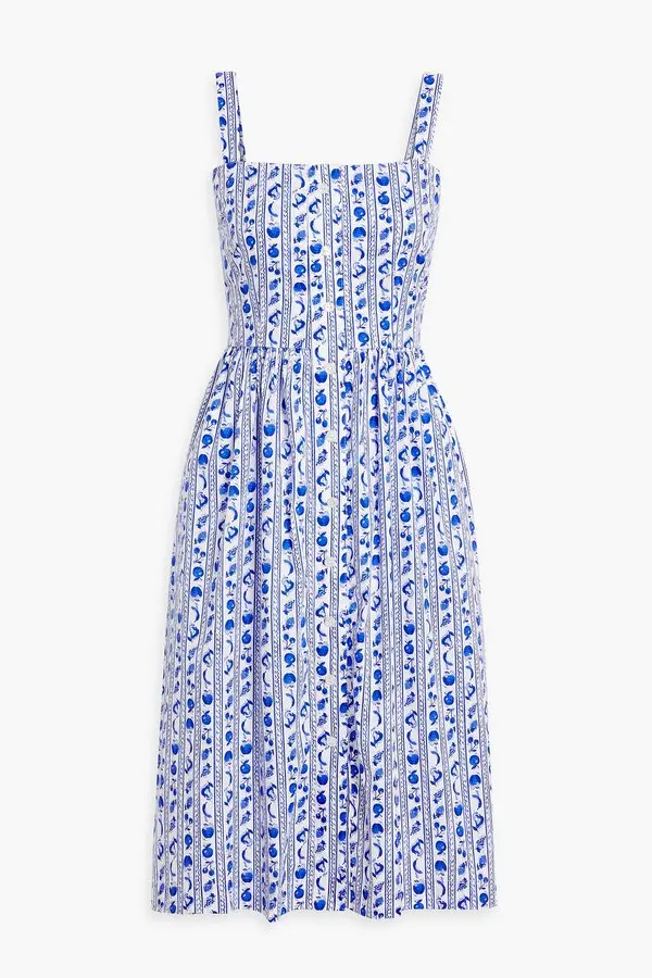 HVN Laura Printed Poplin Dress