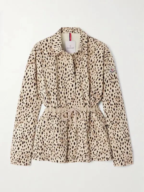 Moncler Saulon Animal-print Cotton-blend Canvas Jacket - Neutrals
