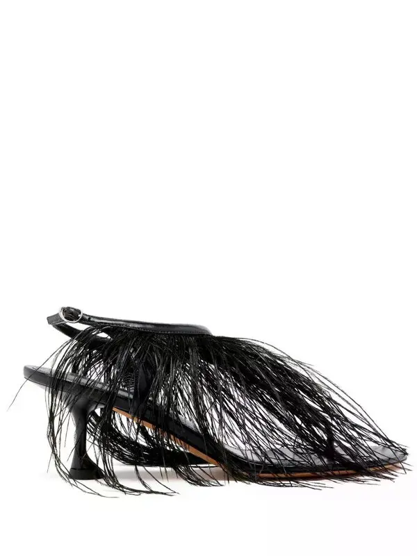 Proenza Schouler 60mm Feather Embellished Sandals - Black