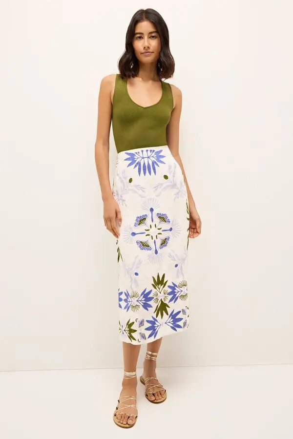 MARIE OLIVER Chandler Embroidered Linen Skirt - Waltz