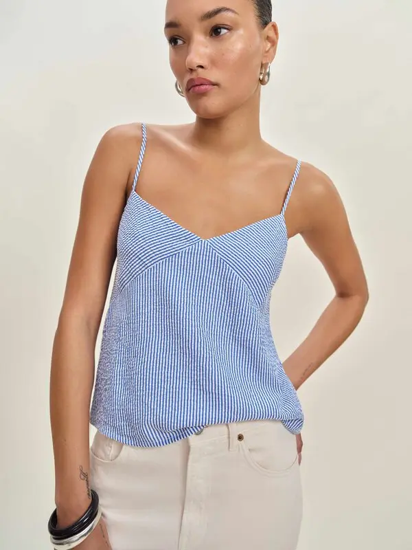 REFORMATION Emina Top - Blue Stripe