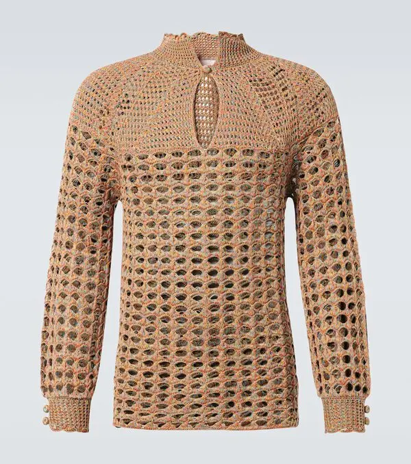 Valentino Garavani Open-knit Linen And Cotton Sweater