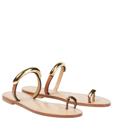 AMANU Samburu Embellished Leather Sandals - Gold