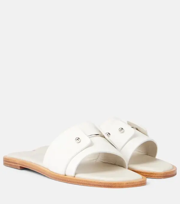 CHRISTIAN LOUBOUTIN Chambelimule Leather Slides - White