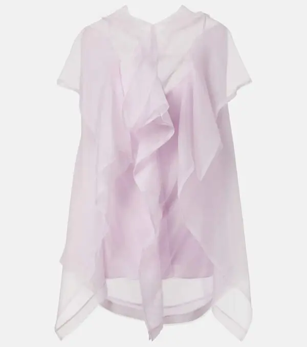 Khaite Santana Ruffled Silk Organza Top - Purple