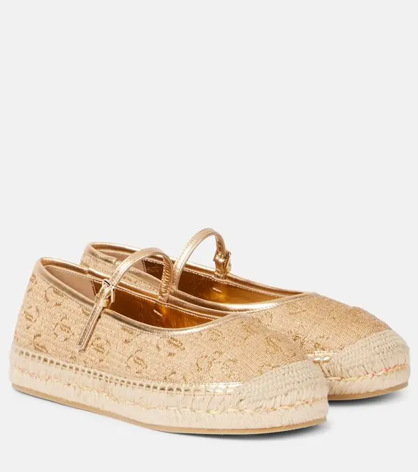 JIMMY CHOO Aciel Leather-trimmed Espadrilles - Gold