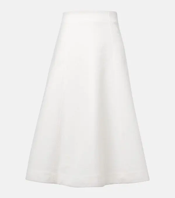 Veronica Beard Fellini Floral Jacquard Midi Skirt - White