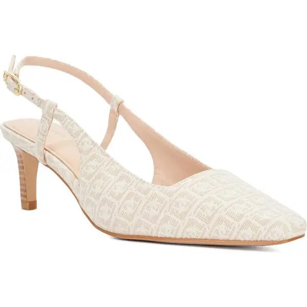 Dune London Dancing Slingback Kitten Heel Pumps - Beige/ Ivory