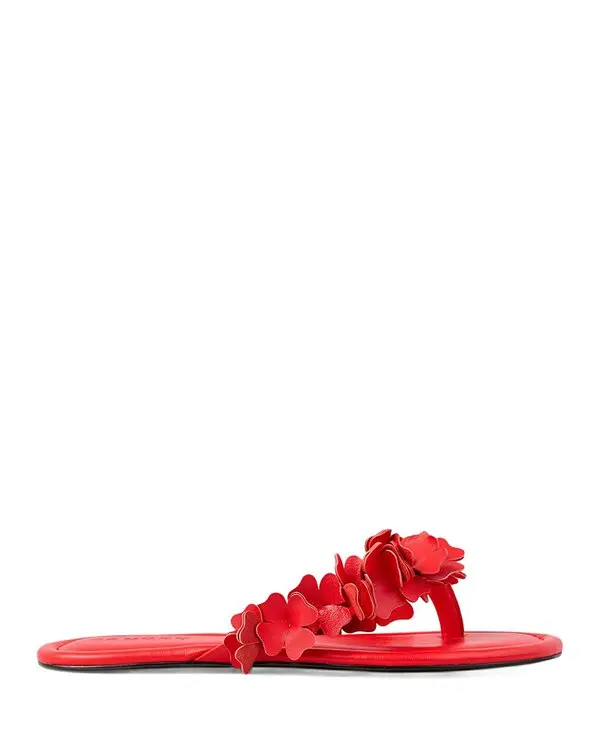 Sandro Flower Embellished Slide Sandals - Orange