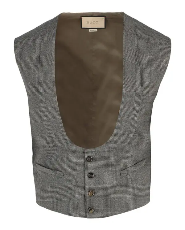 Gucci Plaid Tailored Vest - Dark Grey