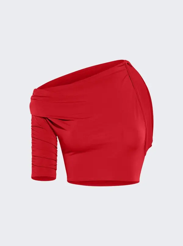 Jacquemus Draped Asymmetric Top - Red