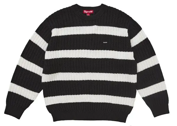 Supreme Loose Gauge Stripe Small Box Sweater - Black