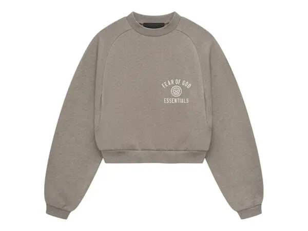 Fear Of God Essentials Fleece Cropped Crewneck Sweatshirt - Heather Gray